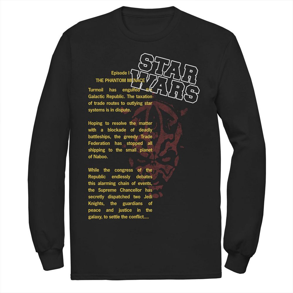 Men's Star Wars Darth Maul Text Crawl Long Sleeve Graphic Tee