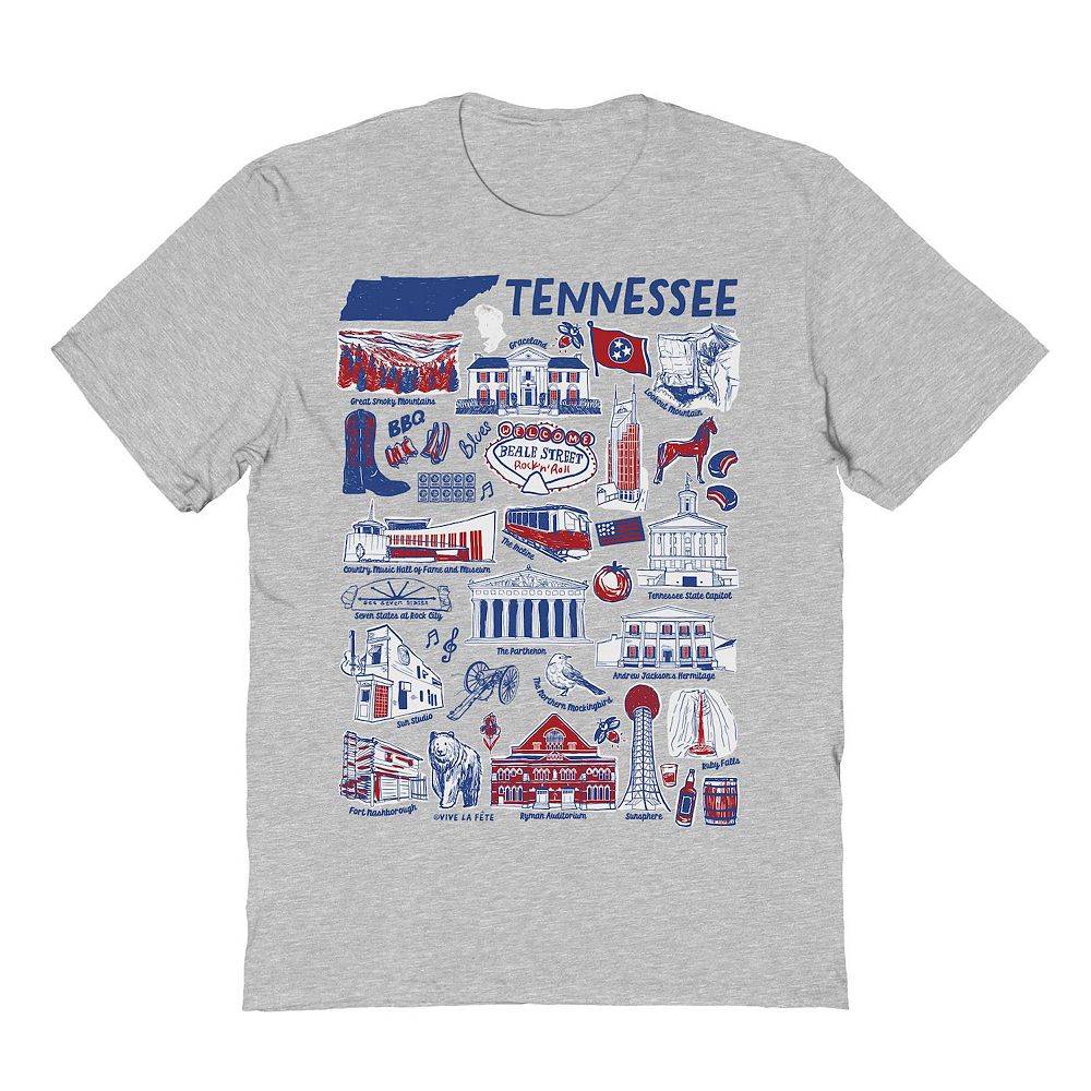 Men's Blue Red Tennessee Graphic Tee