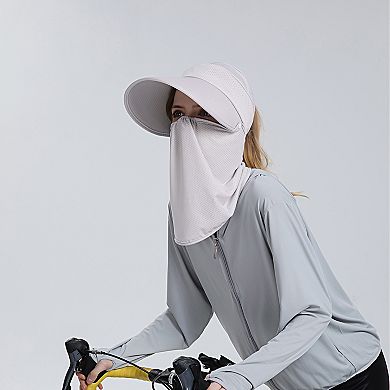 Women's Detachable Face Cover Sun Visor Cap UV Protection Mesh Panel ...