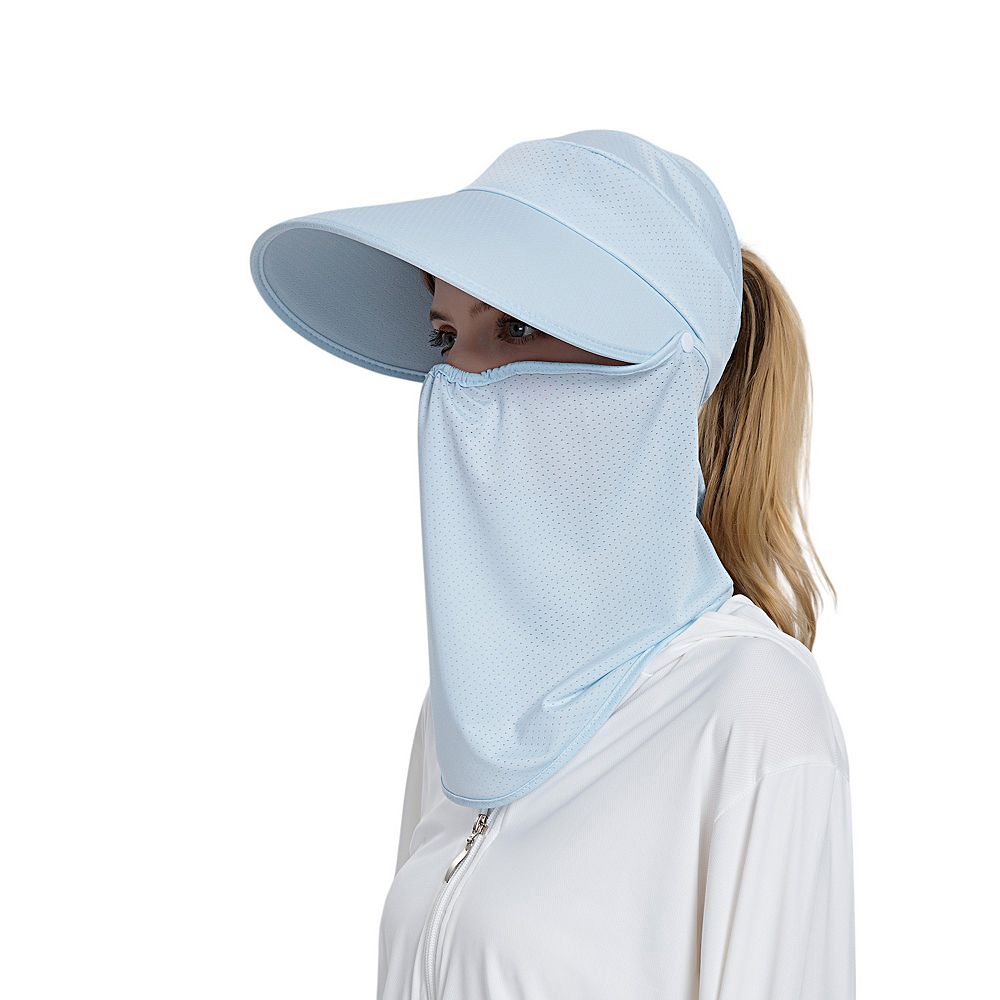 Women's Detachable Face Cover Sun Visor Cap UV Protection Mesh Panel ...
