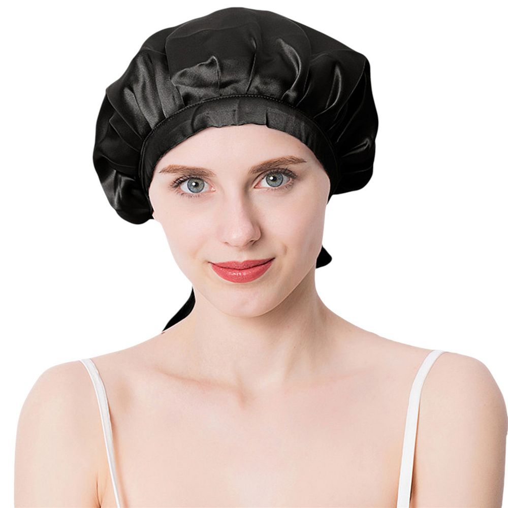 Women's Satin Sleep Bonnet Adjustable Tie Back Hair Protection Cap for ...