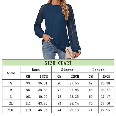 Women's Long Sleeve Tops Dressy Business Casual Blouses Lace Work ...