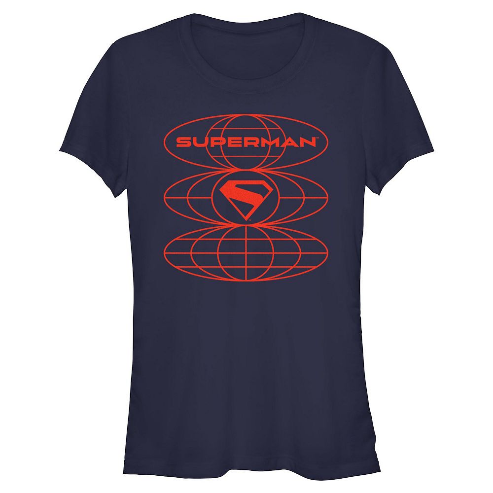 Juniors' DC Comics Superman And Shield Stack Fitted Graphic Tee