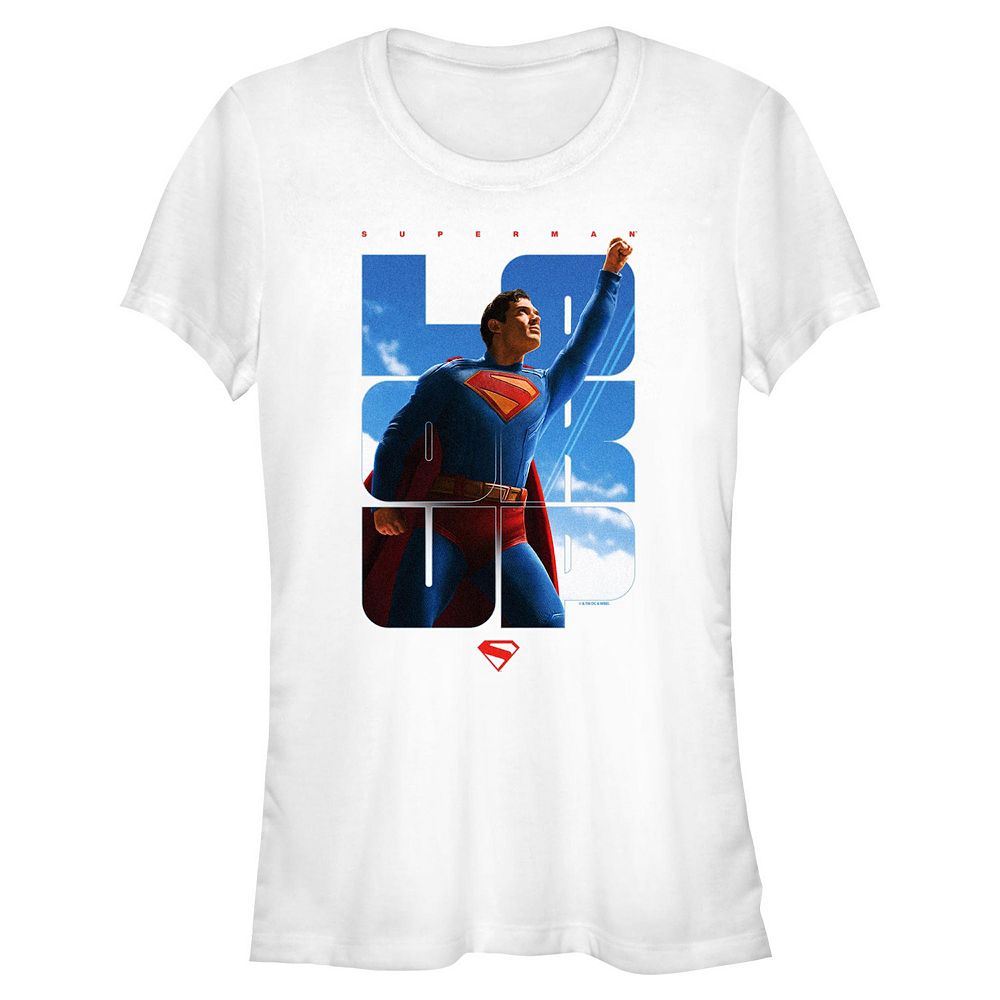 Juniors' DC Comics Superman Look Up Poster Fitted Graphic Tee