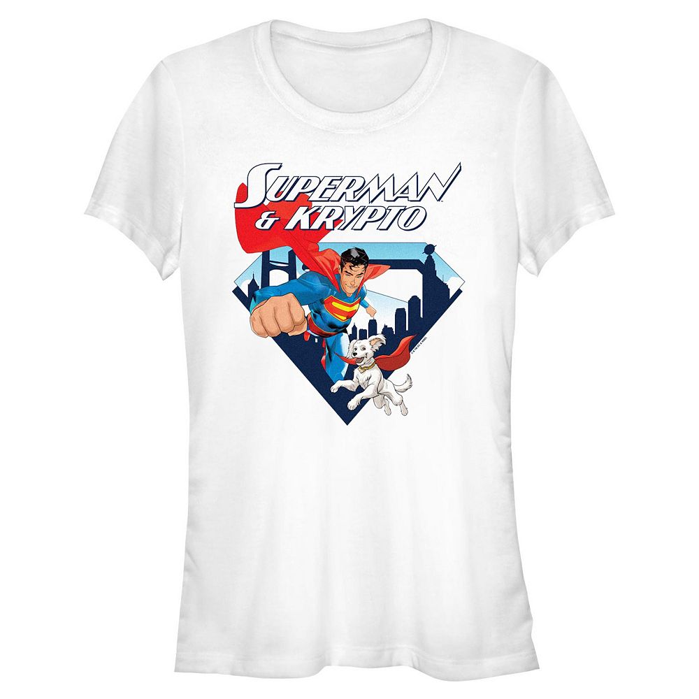 Juniors' DC Comics Superman & Krypto Metropolis Filled Shield Fitted ...