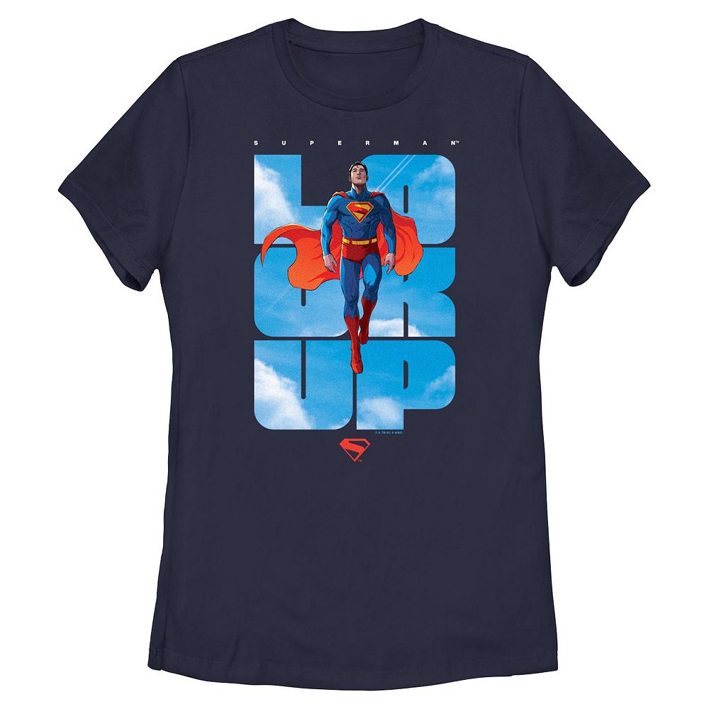 Juniors' DC Comics Superman Look Up Word Stack Graphic Tee