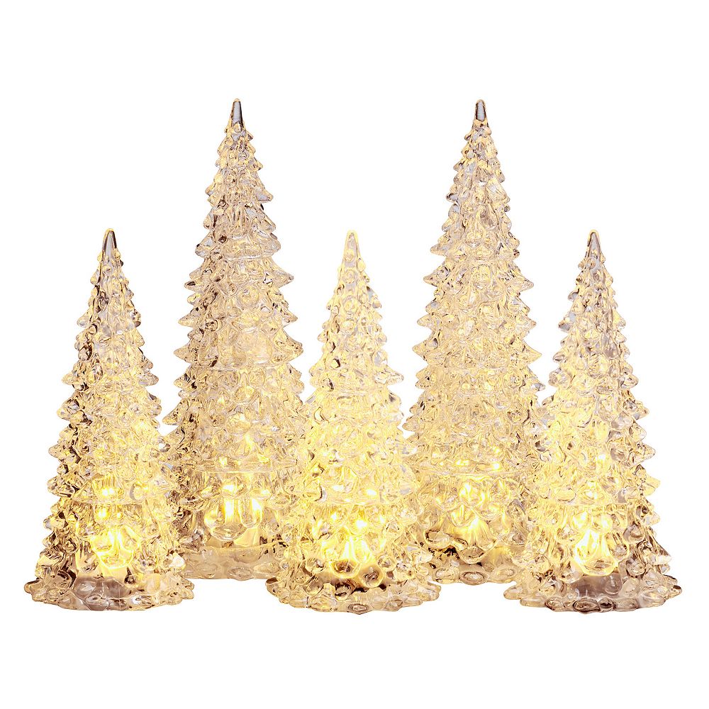 Mikasa Set of 5 LED Acrylic Tree Figurines Table Decor