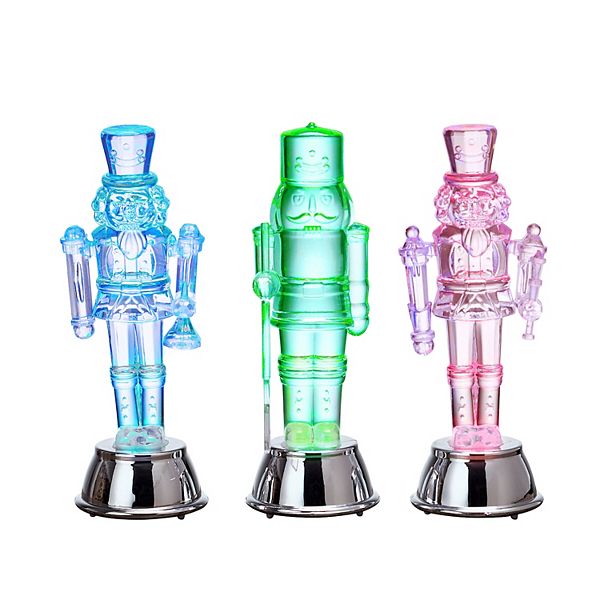 Mikasa Set of 3 LED Acrylic Nutcracker Figurines Table Decor