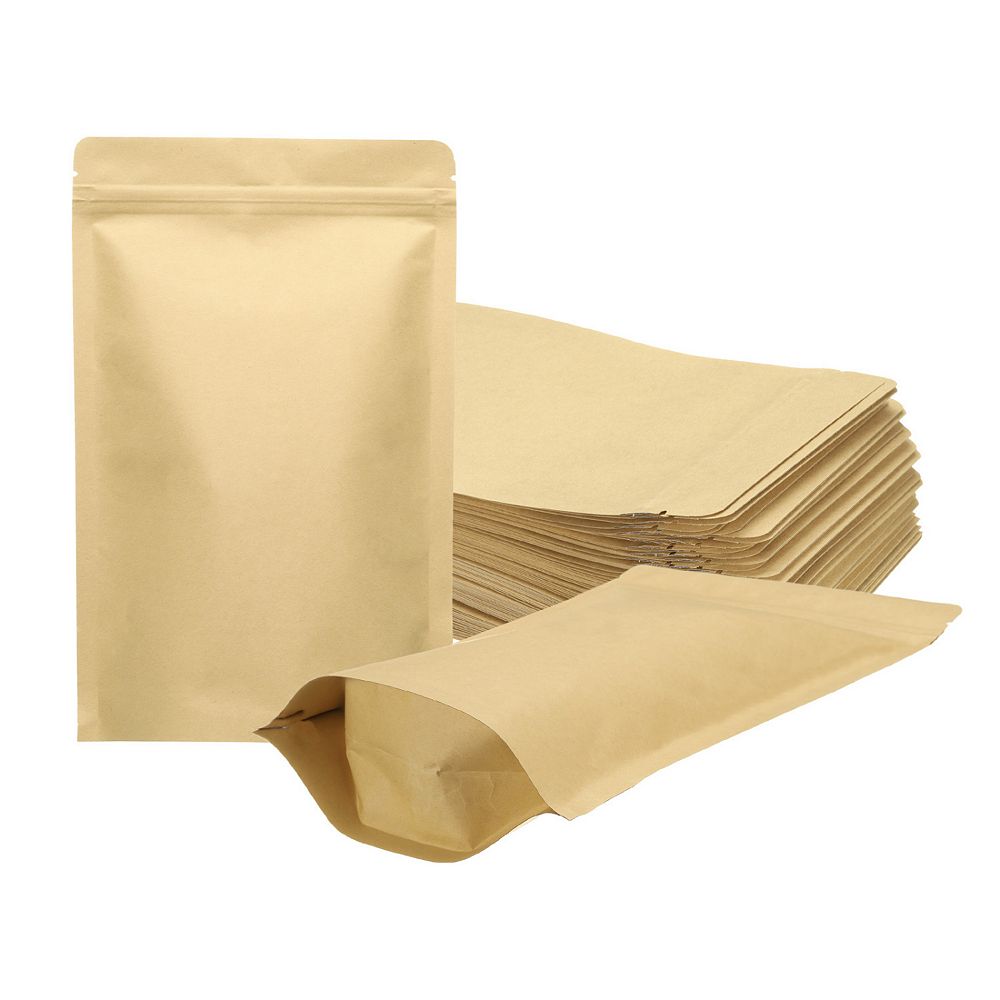 50pcs Kraft Stand Up Pouches Sealable Paper Bags Packaging Zipper Bags ...