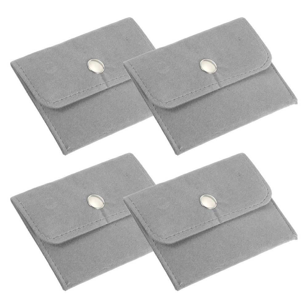 Jewelry Pouch, 4 Pack Velvet Pouches Snap Button Portable Storage Bag ...
