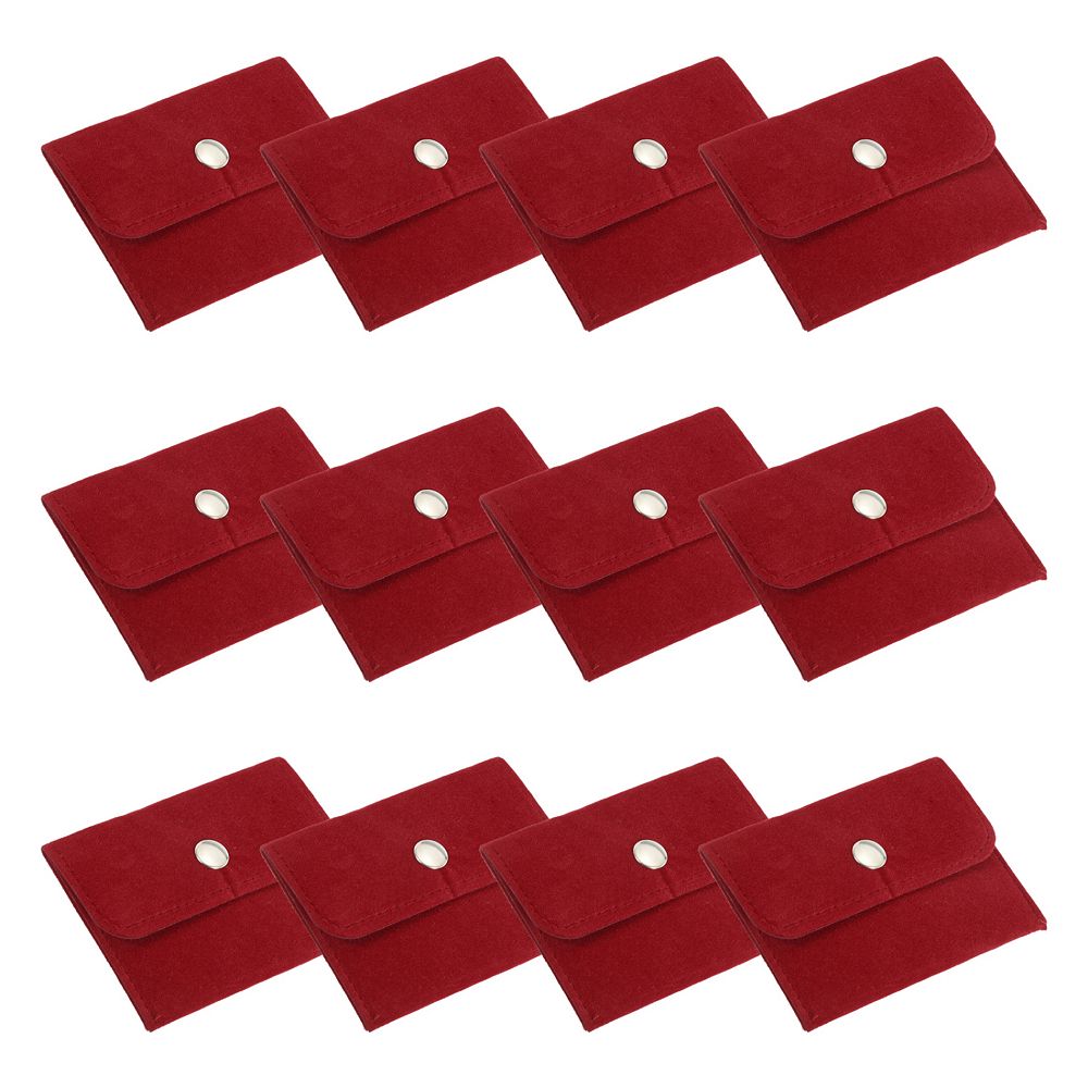 Jewelry Pouch, 12 Pack Velvet Pouches Snap Button Portable Storage Bag ...