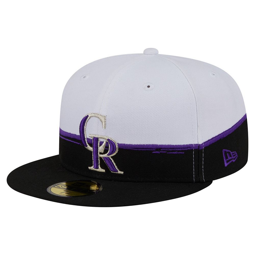 Men's New Era Black/White Colorado Rockies Paint Stroke 59FIFTY Fitted Hat
