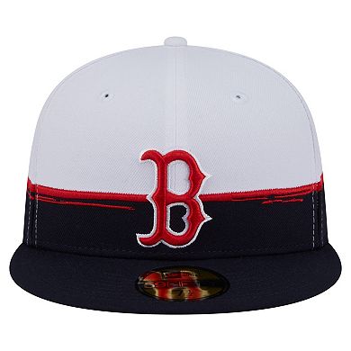 Men's New Era Navy/White Boston Red Sox Paint Stroke 59FIFTY Fitted Hat