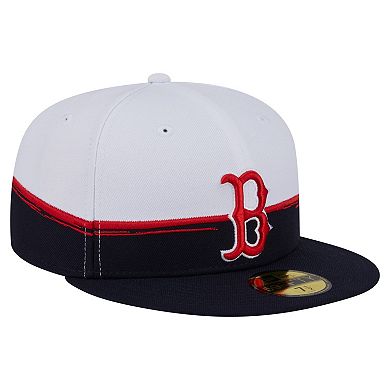 Men's New Era Navy/White Boston Red Sox Paint Stroke 59FIFTY Fitted Hat