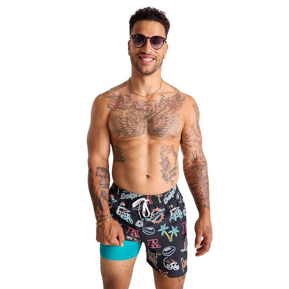 Men's Chubbies Black Miami Dolphins The Neon 5.5" Classic Lined Swim Trunks