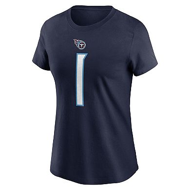 Women's Nike Cam Ward Navy Tennessee Titans 2025 NFL Draft First Round Pick Name & Number T-Shirt