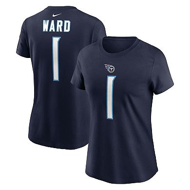 Women's Nike Cam Ward Navy Tennessee Titans 2025 NFL Draft First Round Pick Name & Number T-Shirt