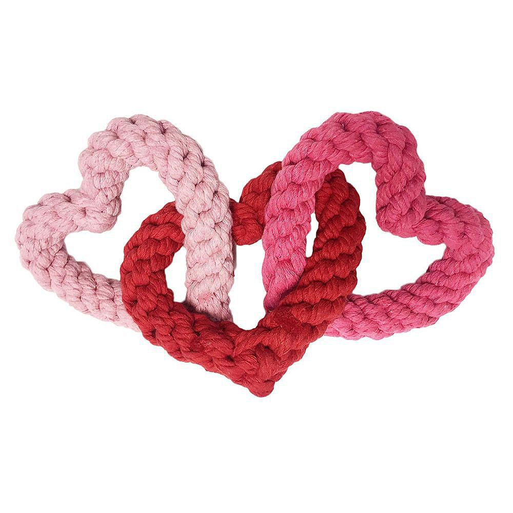 Midlee Interlocking Heart Rope Valentine Dog Toy - 6"- Pink Red Small ...