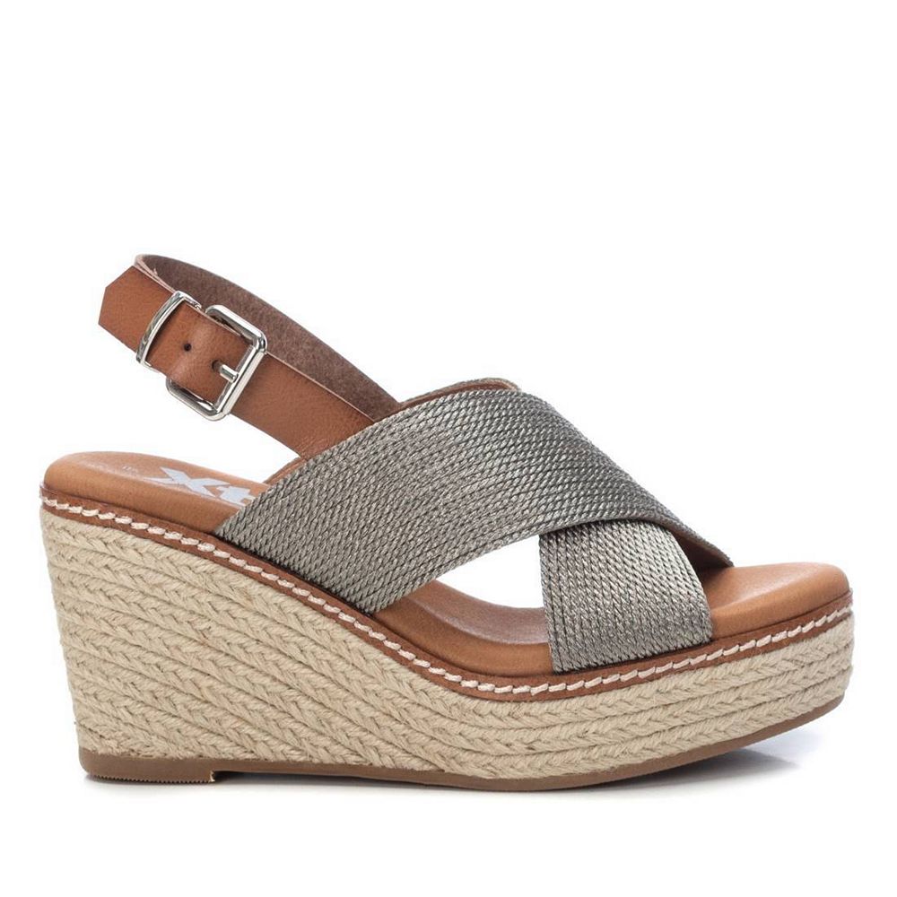 Women's Jute Wedge Sandals By XTI, Grey 4236602