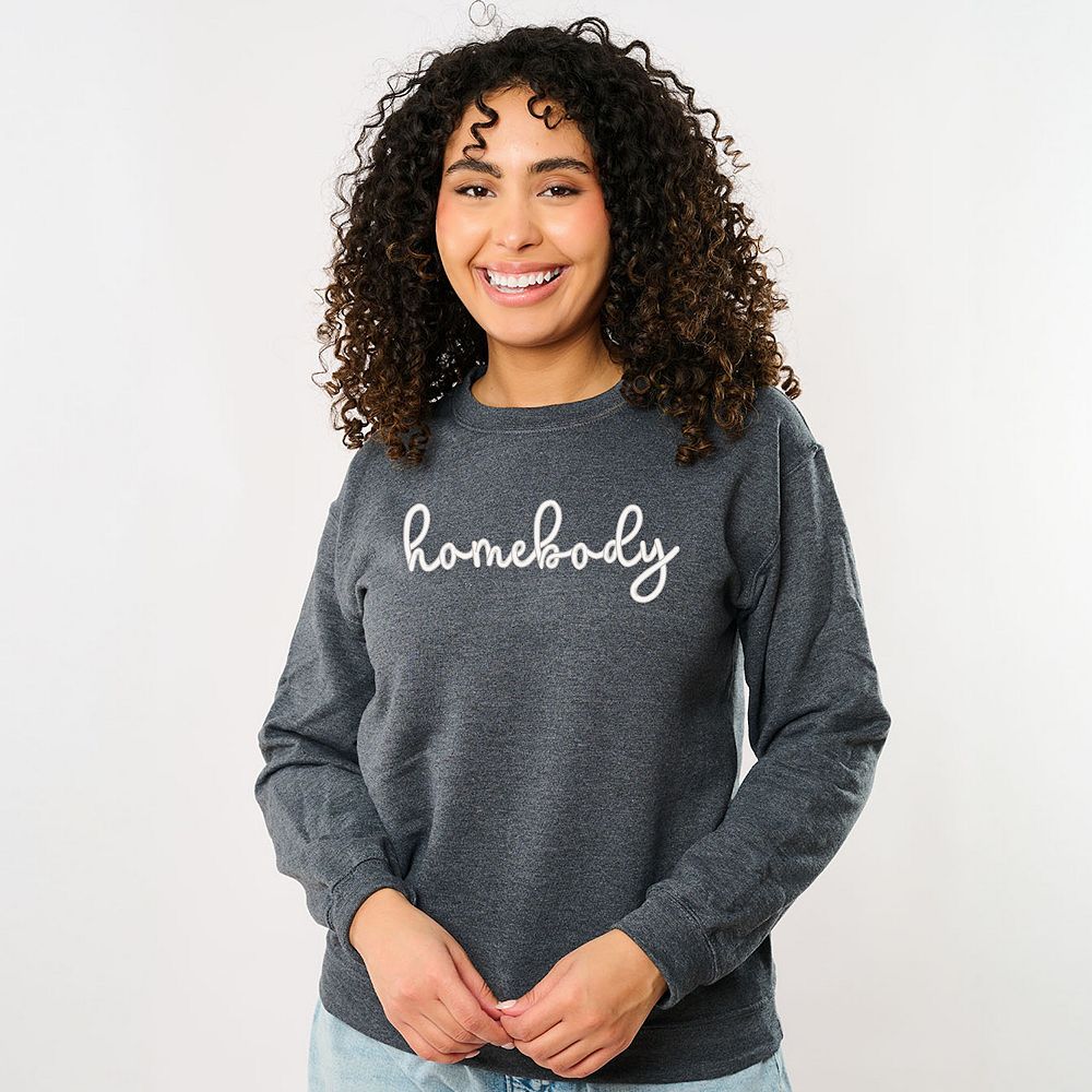 Embroidered Homebody Cursive - Women's Graphic Sweatshirt