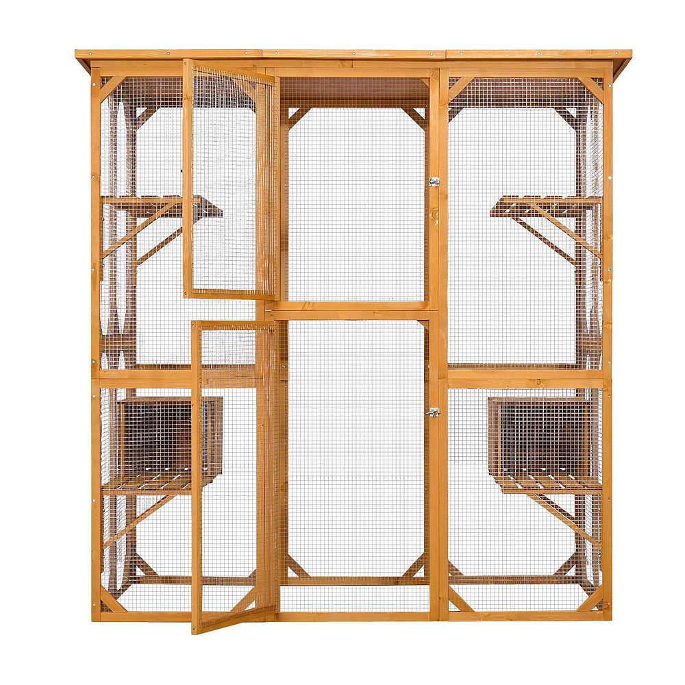 Mondawe Large Deluxe Outdoor Catio,With Leakproof Roof,6 Shelves & Walk ...