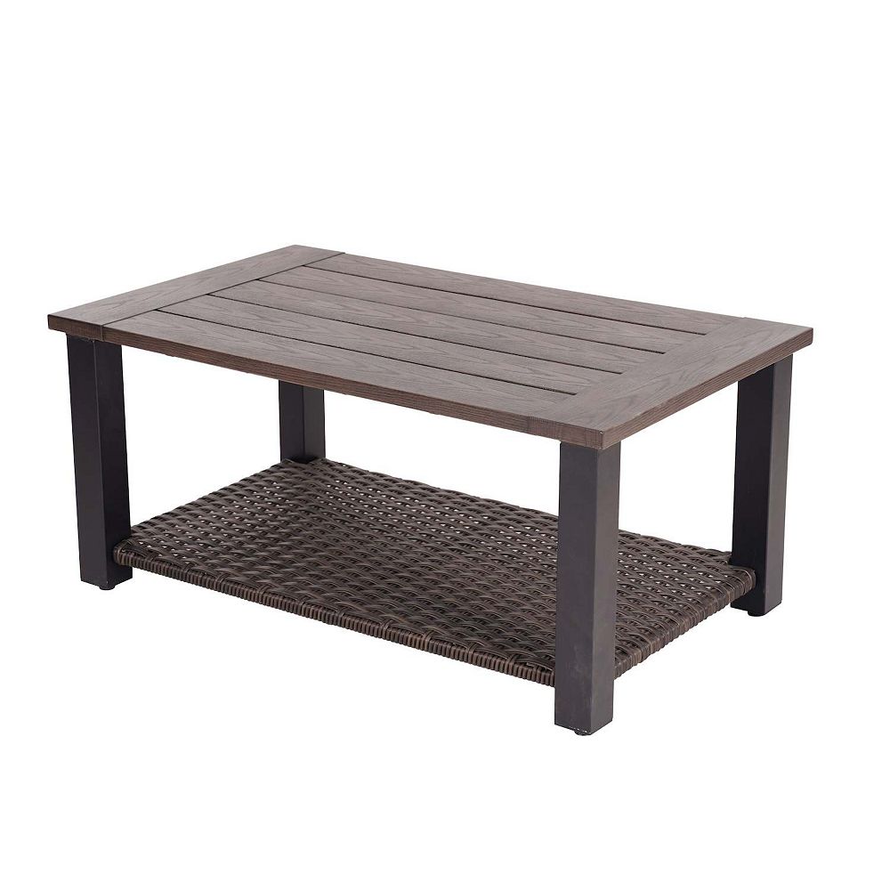 Mondawe Outdoor Coffee Table,Wood Grain Finish,With Storage Space Rust ...