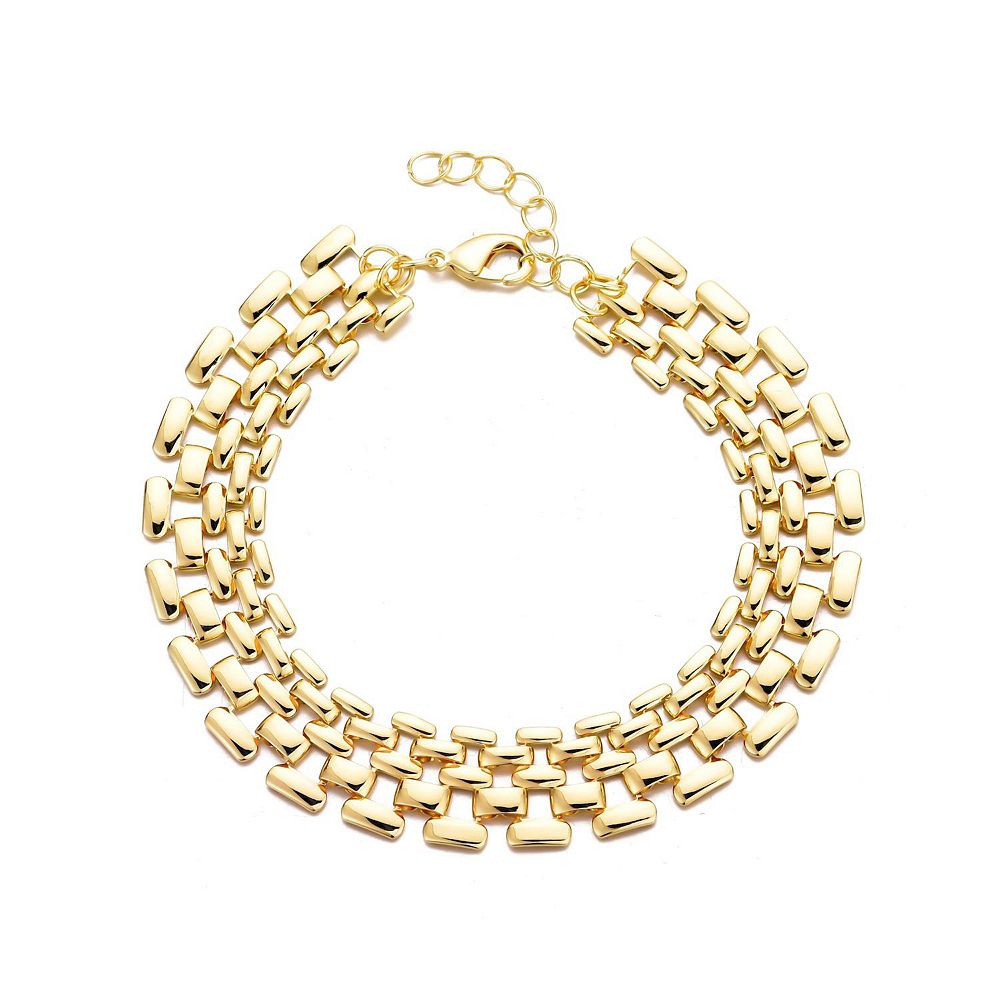 Adornia 14k Gold Plated Grid Chain Bracelet