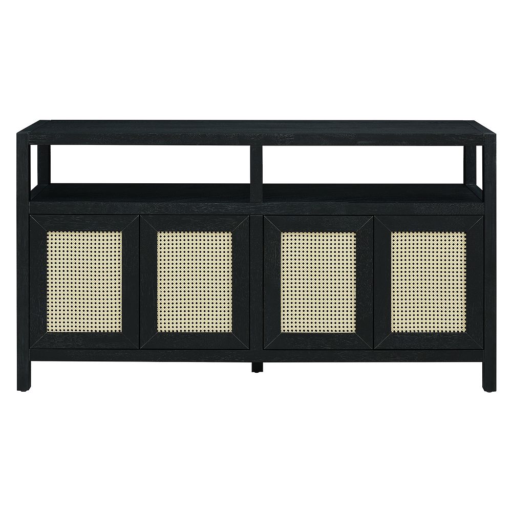 Merax Rattan Buffet Storage Cabinet, Sideboard with 3-position ...