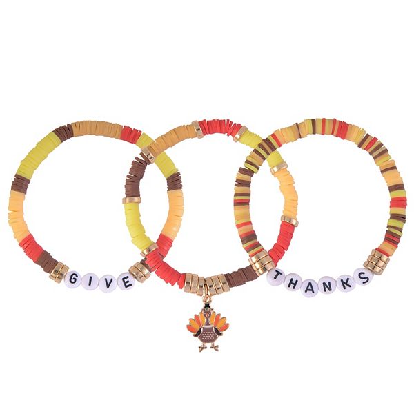 3-pc. Give Thanks Beaded Stretch Bracelets Set