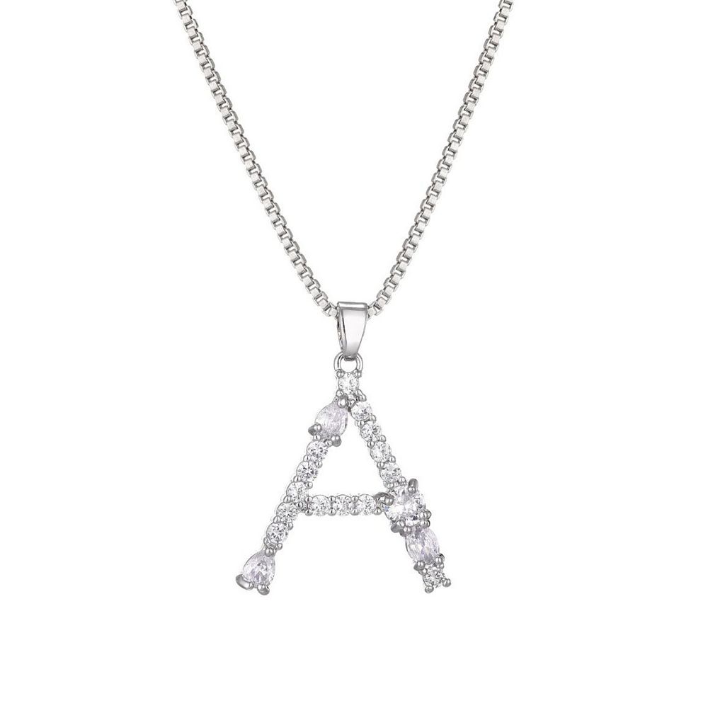 Adornia Silver Tone Crystal Initial Necklace