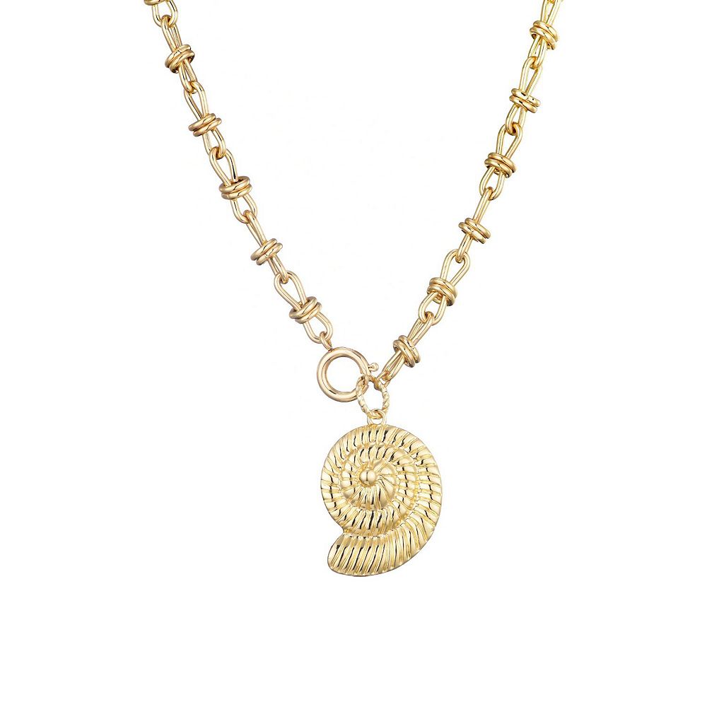 Adornia 14k Gold Plated Chunky Shell Pendant Necklace
