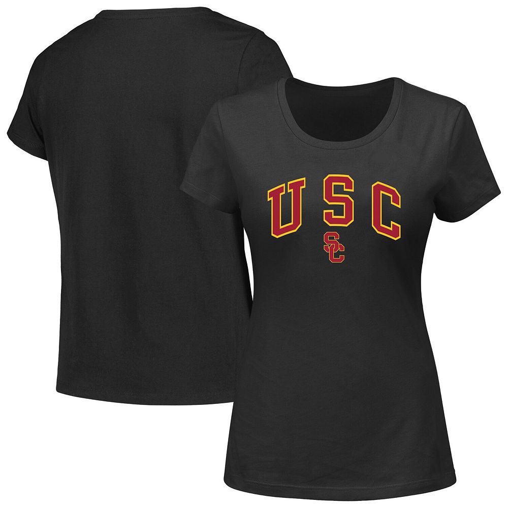 Women's Profile Black USC Trojans Plus Size Arch Over Logo Scoop Neck T-Shirt