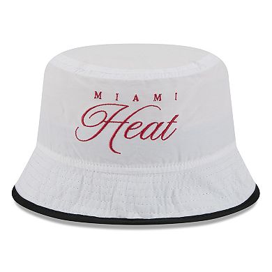 Men's New Era White/Black Miami Heat 2025 NBA Draft Nylon Bucket Hat