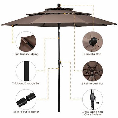Mondawe 10 Feet 3 Tier Outdoor Patio Umbrella with Double Vented