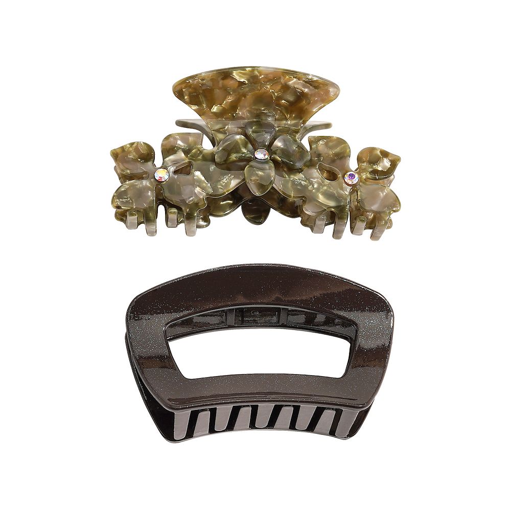 Emberly 2-Pk. Floral & Classic Claw Clip Set