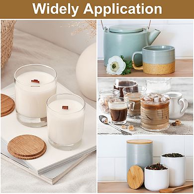 4Pcs Wooden Cup Lid 3.35 Inch, Reusable Round Cup Cover Coffee Mug ...