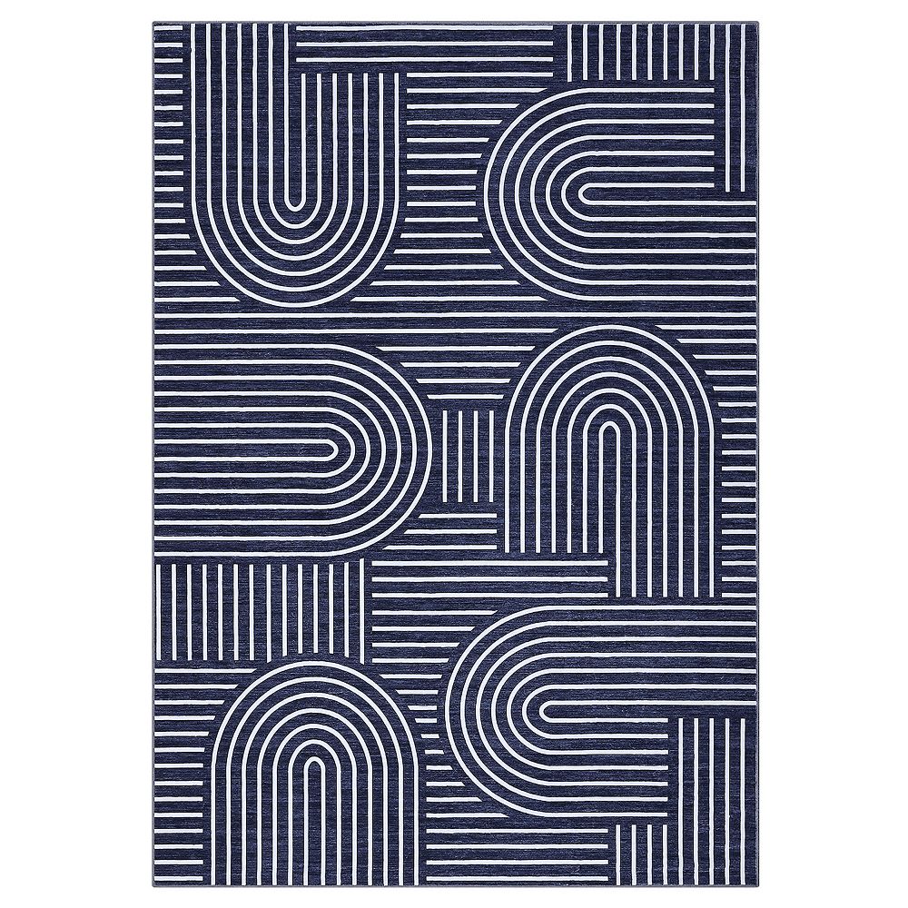 Garvee Washable Modern Geometric Line Area Rug Low Pile Non Slip Mat ...