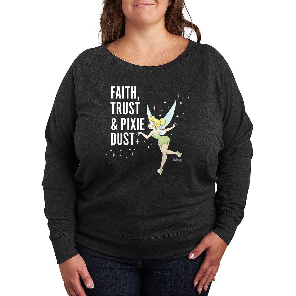 Disney's Tinker Bell Plus Size Faith, Trust, & Pixie Dust French Terry Long Sleeve Tee