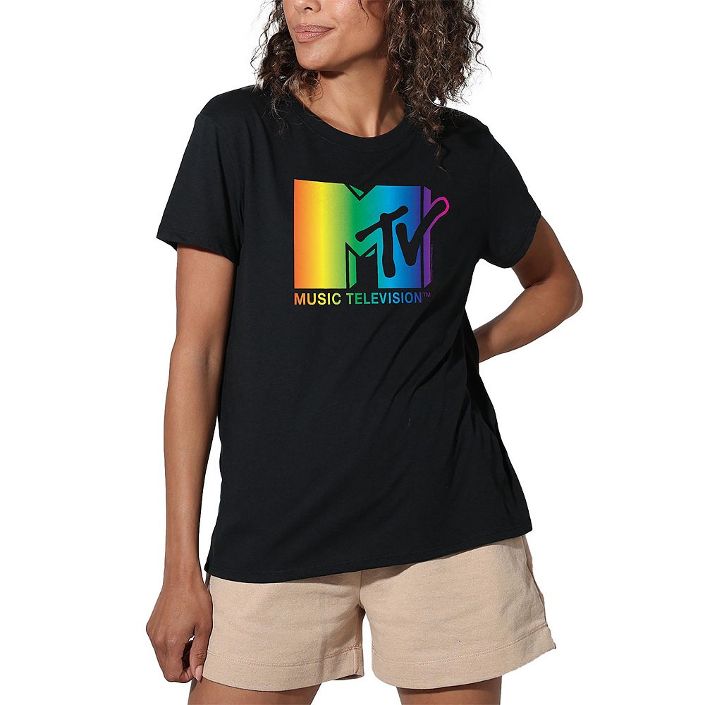 Juniors' MTV Rainbow Logo Graphic Tee