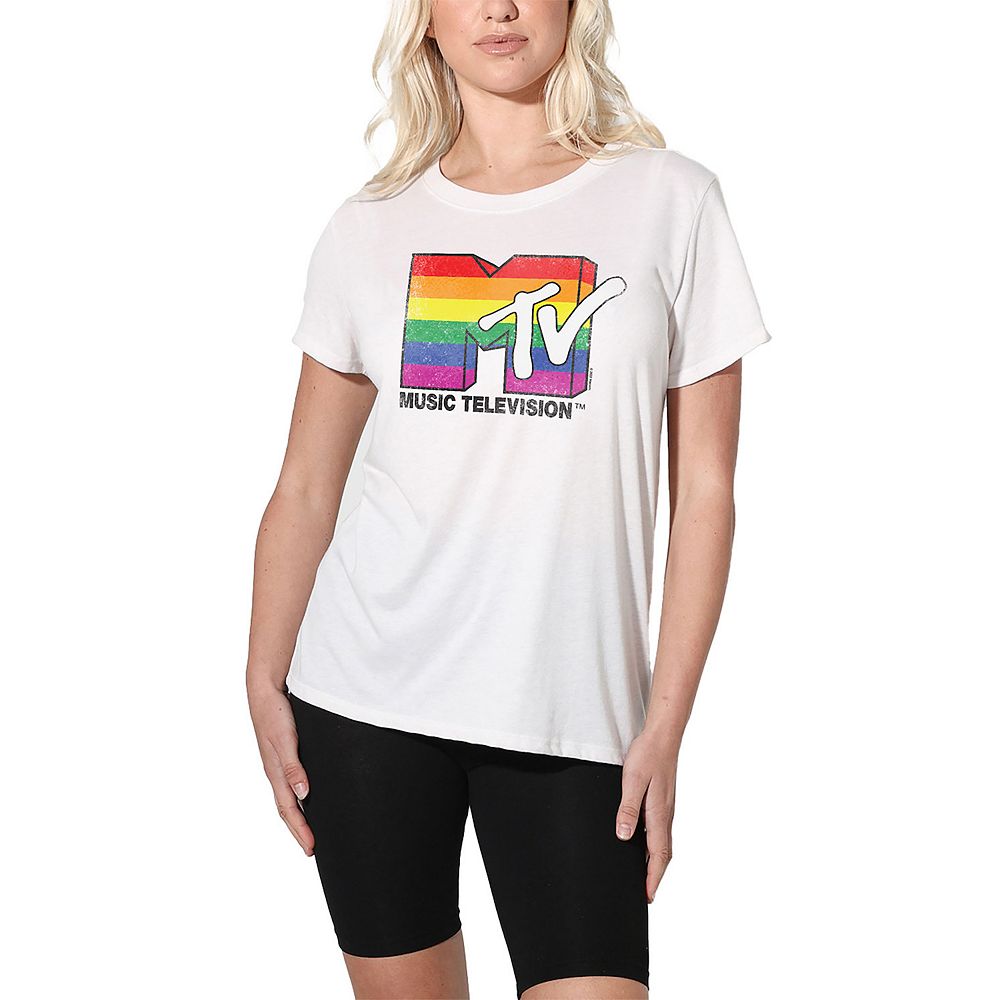 Juniors' MTV Rainbow Pride Logo Graphic Tee