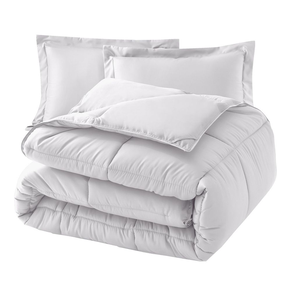 Elegant Comfort 3-Piece Solid Box Stitched Comforter & Shams - Double ...