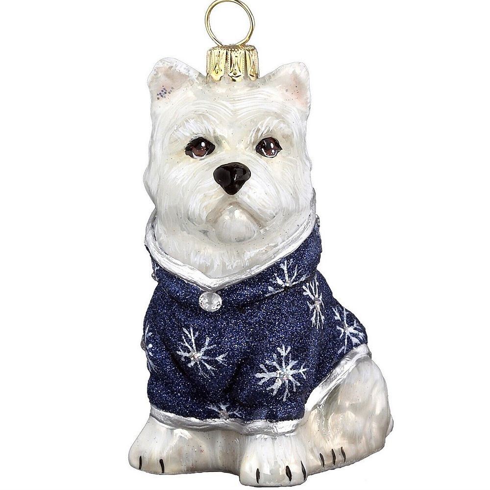 Joy To The World Diva West Highland Terrier Westie Snowflake Coat Glass Ornament