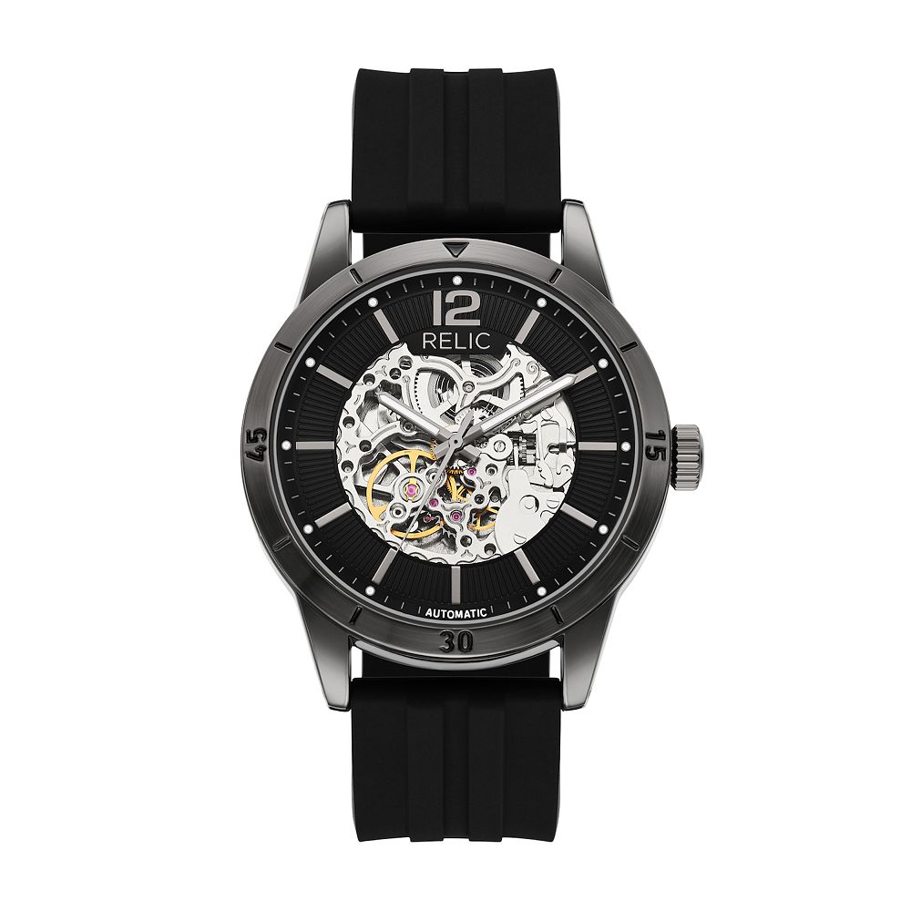 Relic by Fossil Men's Skeleton Dial Automatic Watch with Rubber Strap ...