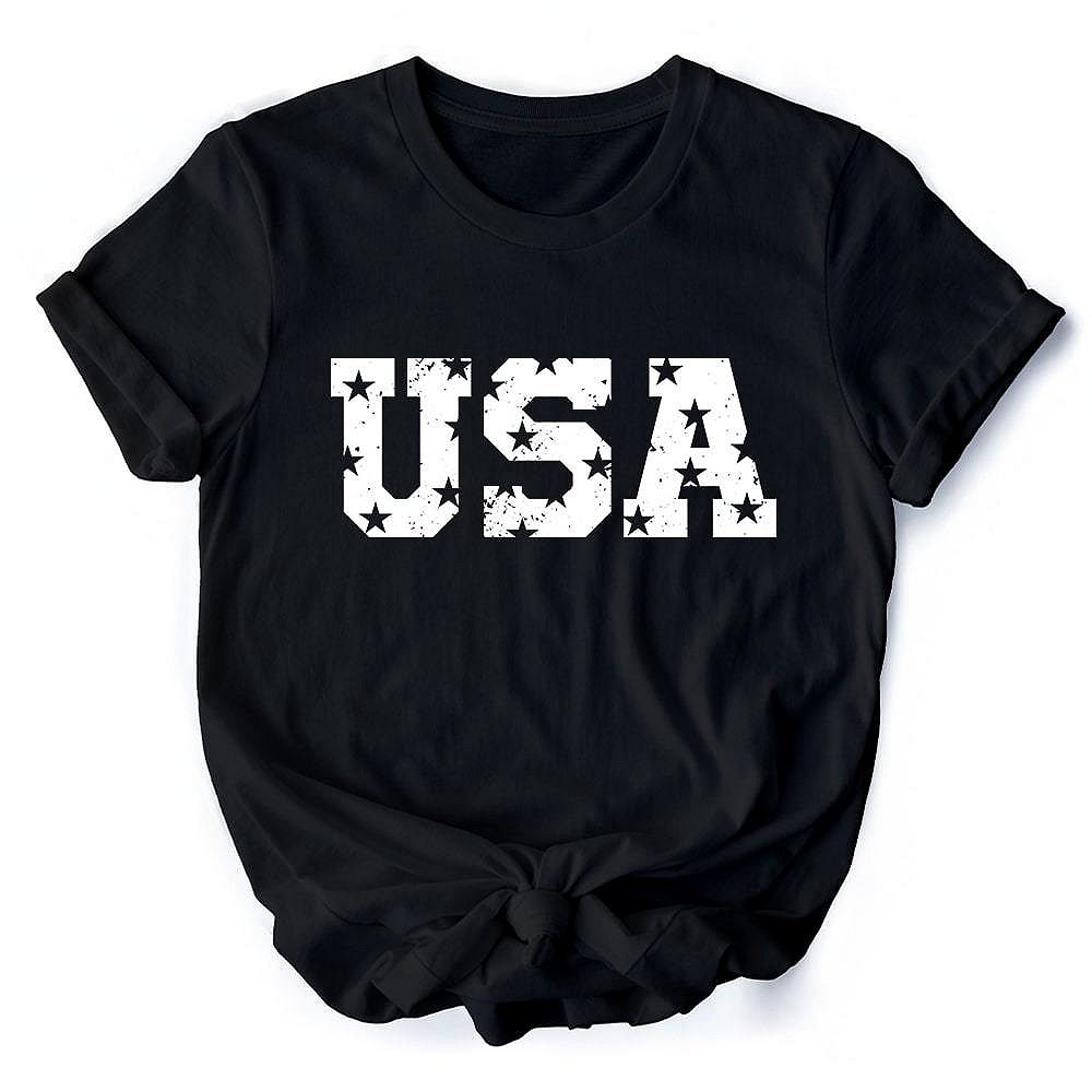America Block Letters T-Shirt, Vintage Patriotic Tee for Independence Day