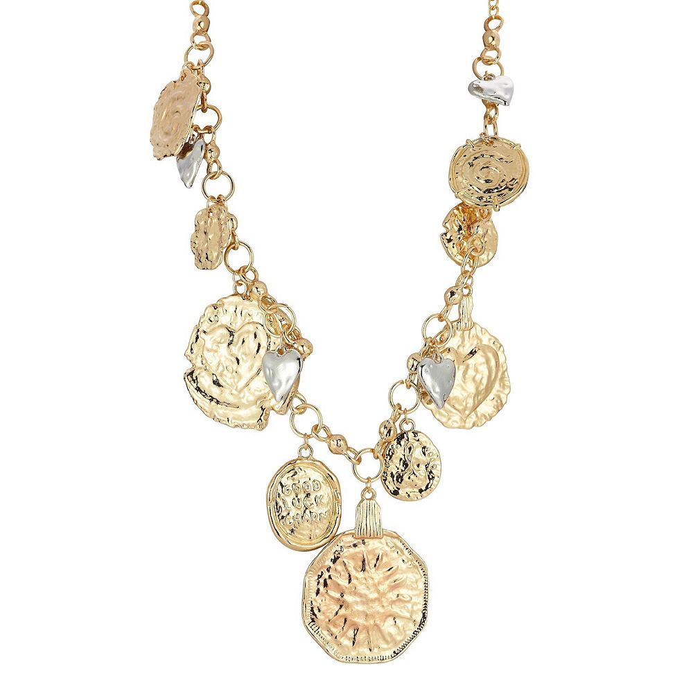 WINX Gold Tone Coin Charm Statement Necklace