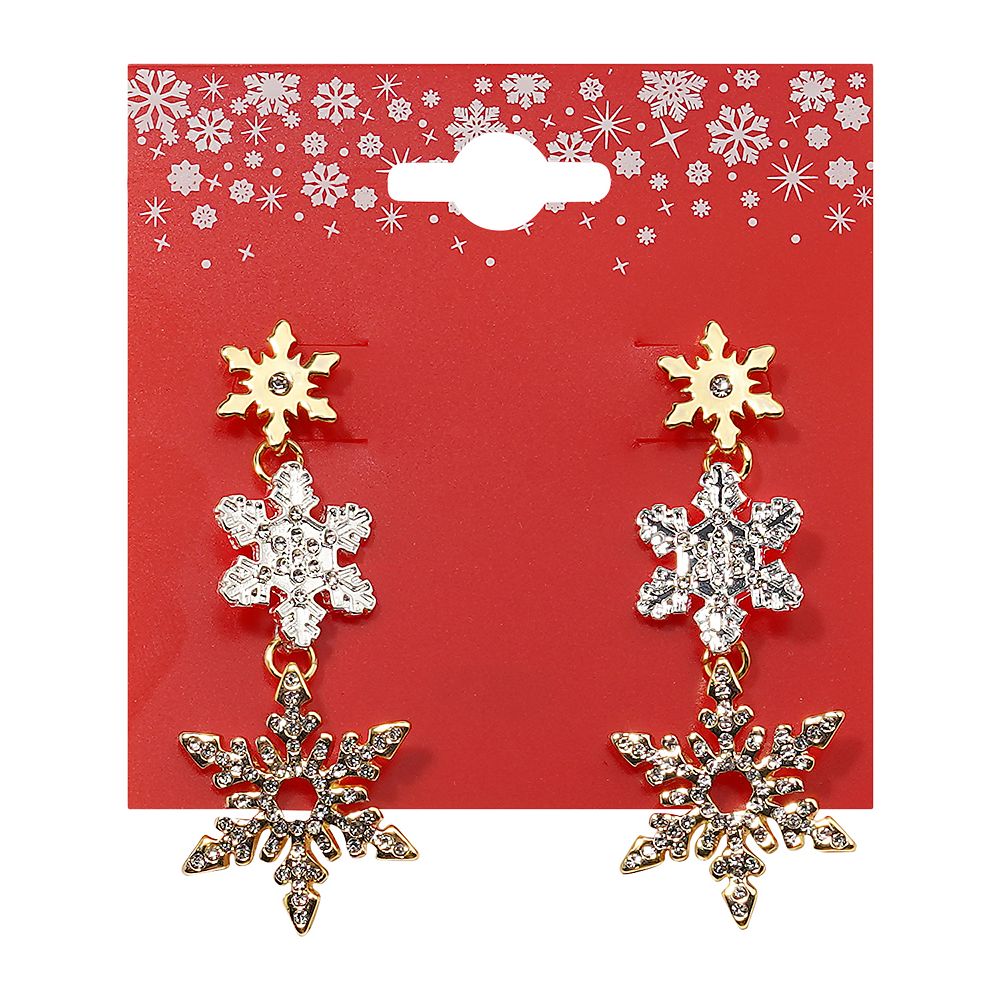 Two Tone Snowflake Dangle Earrings