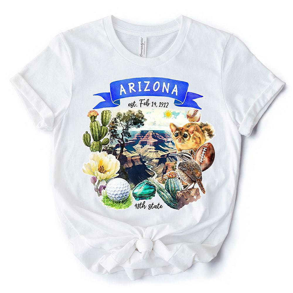 Artistic Arizona State Themes and Landmarks T-Shirt, Tee for History ...