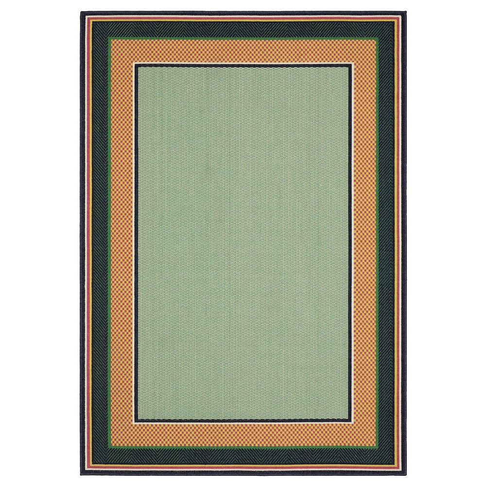 StyleHaven Preppy Stripe Border Indoor/Outdoor Area Rug