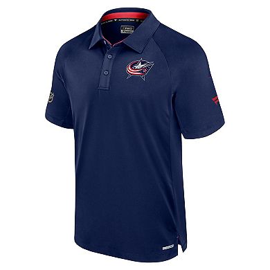 Men's Fanatics Navy Columbus Blue Jackets Authentic Pro Rink Raglan Polo