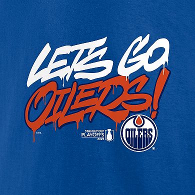 Men's Royal Edmonton Oilers 2025 Stanley Cup Playoffs Slogan T-Shirt